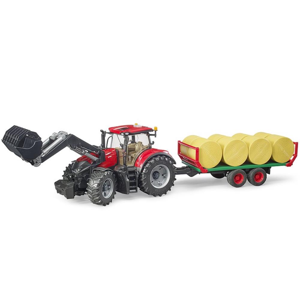 Bruder Case IH Optum 300 CVX mit Frontlader & Ballentransportanhänger ...